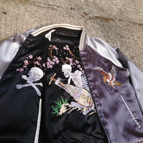 Jual Sukajan Vintage Japanese Skeleton Sakura X Japanese Taka Maps ...