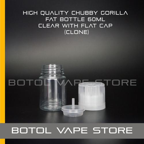Jual Botol Chubby 60ml CLEAR FAT with FLAT CAP / TUTUP DATAR (WHITE ...