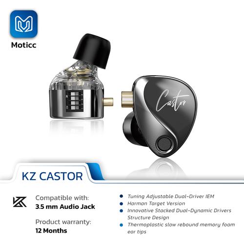 Jual KZ Castor with Mic In Ear Monitor Earphone 2 Dynamic High-end ...