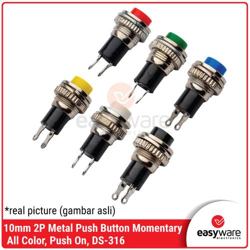 Jual Push On 10mm 2P Metal Push Button Momentary No Lock Tombol Push 2 ...