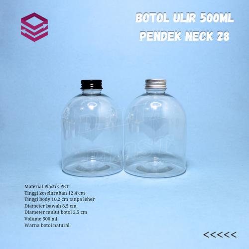 Jual Botol ulir 500ml Pendek / Botol 500ml neck 28 - Tutup ulir ...