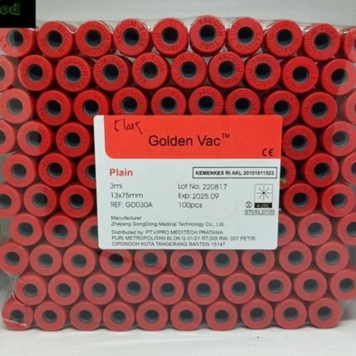Jual Tabung plain 3ml golden vac,vacutainer plain 3 ml,tabung darah 3ml ...