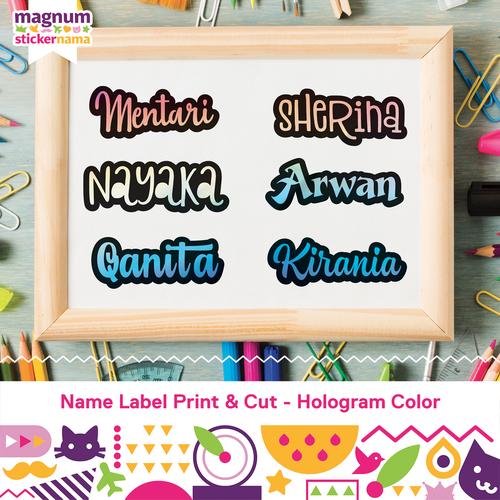 Jual Label Nama Waterproof, Stiker Nama Print and Cut Polos Hologram ...
