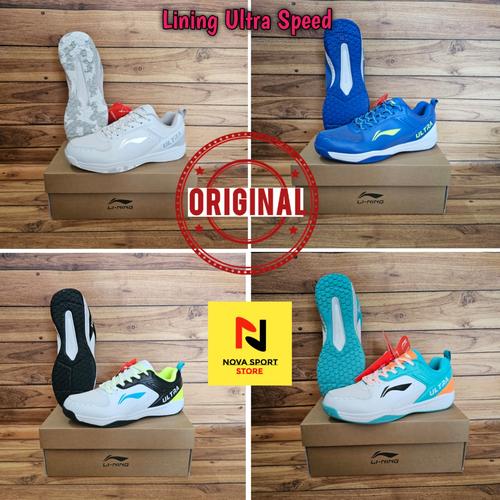 Jual Sepatu Badminton Lining Ultra Speed - White black lim, 46 - Kab ...