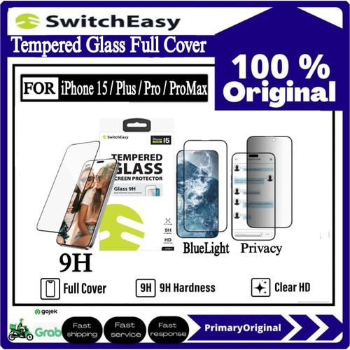 Promo Tempered Glass iPhone 15 Pro Max 15 Pro SwitchEasy Full Cover - Clear 9H, iPhone 15ProMax ...