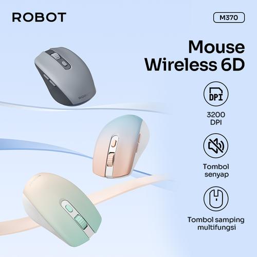 Promo ROBOT M370 Mouse Wireless Portable 6 Button 2.4GHz Silent Klik ...