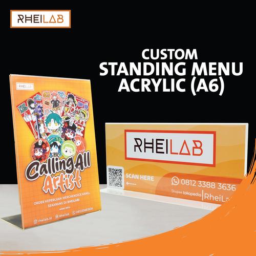 Jual Standing Menu Acrylic / Menu Berdiri Akrilik Tempat QR / QRIS A6 ...