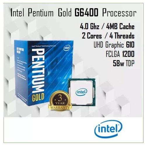 Jual Intel Processor Pentium Gold G6400 LGA 1200 4.1 GHz BOX Resmi ...