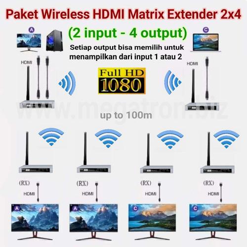 Jual Paket Wireless HDMI Matrix Extender 2x4 (2 input-4 output) -up to ...