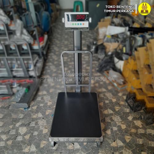 Jual timbangan duduk Alexa kap 100 kg -750kg platfom stainless ada roda ...