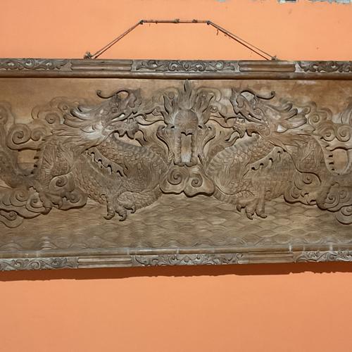 Jual Relief Kayu Ukir Naga Kuno China, Hiasan dinding 2 Papan 125x65 ...