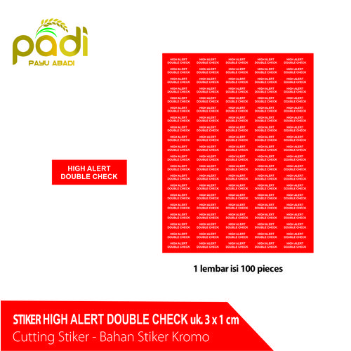 Promo stiker high alert double check merah 3x1 cm | 1 lembar isi 100 ...