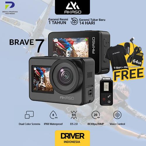 Promo AKASO Brave 7 Kamera Action Camera 4k 30FPS 20MP Dual Screen ...