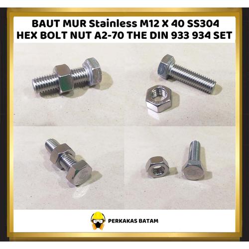 Jual BAUT MUR Stainless M12 X 40 SS304 HEX BOLT NUT A2 THE SS 304 ...