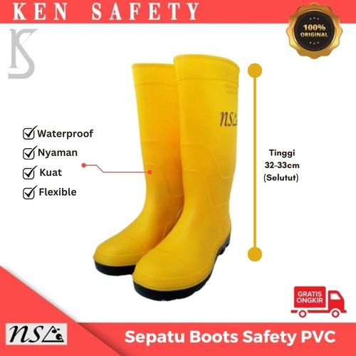 Promo Sepatu Boots Kerja Proyek Safety PVC Karet Murah NSA - Kuning ...