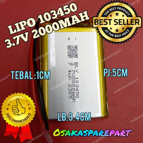 Jual Baterai Lithium-ion Polymer LiPo 3,7V 2000mAh 103450 - Kota Surabaya - osakasparepart ...
