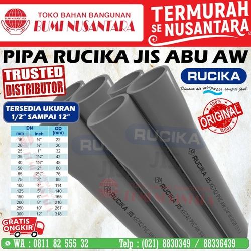 Jual Pipa Rucika Abu 8" AW Inch 4 Meter JIS Peralon PVC Pipe Air - 8 ...
