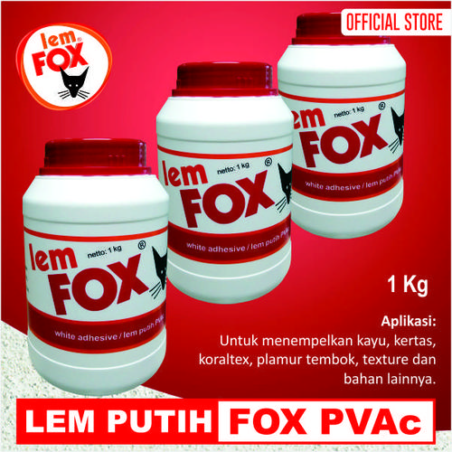 Promo Lem Fox Putih Lem Kayu PVAC Botol 1 Kg Bundling 3 pcs - Jakarta ...