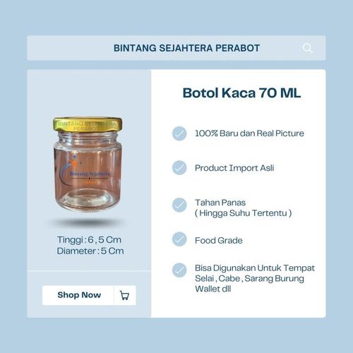 Jual GRAB GOJEK Jar Botol Kaca Bulat 70ml Botol Yenwo Sarang Burung ...