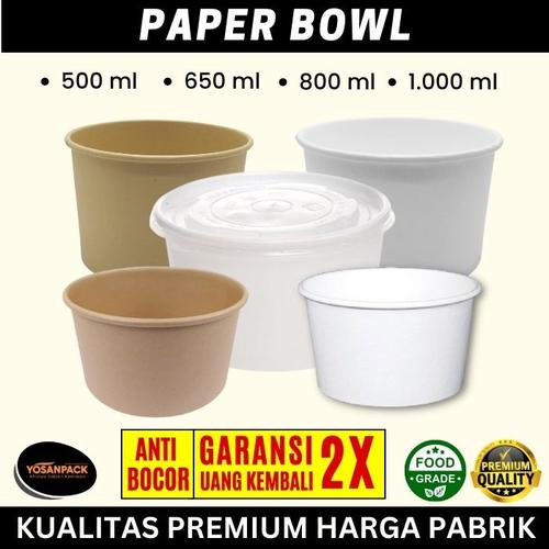 Jual Paper Bowl 500ml, 650ml, 800ml, 1000ml - Rice Bowl kraft & white ...