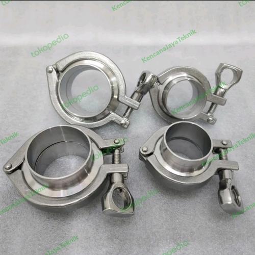 Jual Clamp Ferrule Sanitary Stainless 304 1 1/2" inchi - Tri clamp Set ...