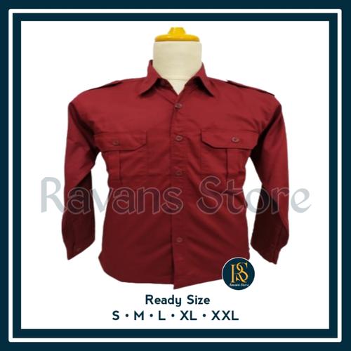 Promo Kemeja Seragam Kerja PDH PDL Lengan Panjang Maroon ENZINO SPORT ...