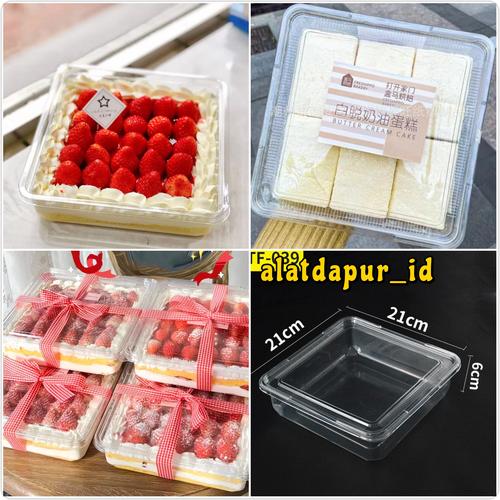 Jual 10pcs tray mika kue 21cm box mika dessert kotak mika cake tiramisu ...