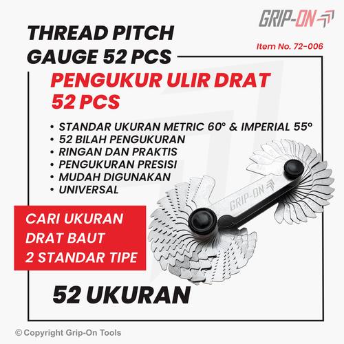 Jual GRIP-ON THREAD PITCH GAUGE 52 PCS ALAT UKUR ULIR DRAT 52 PCS ...