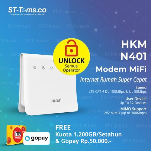 Jual HKM N401 Indosat Modem Wifi 4G Unlock All Operator Free 1200GB ...