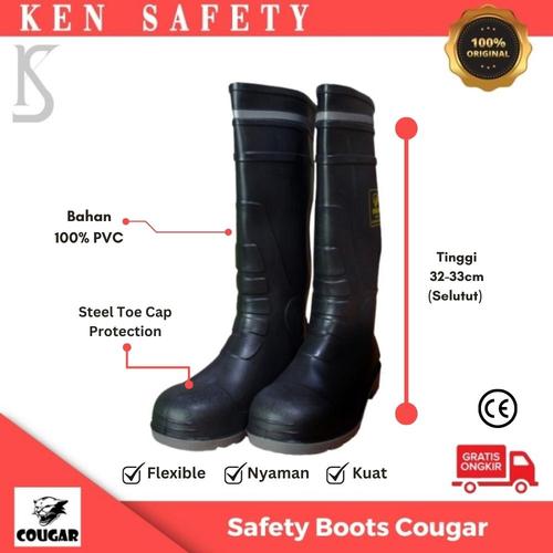Jual Sepatu Safety Boots Ujung Besi Toe Cap Protection Hitam Cougar ...