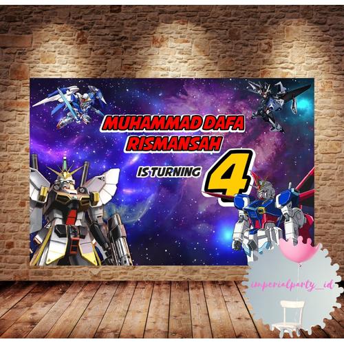 Jual Custom Backdrop Banner Spanduk Happy Birthday Gundam Robot ...
