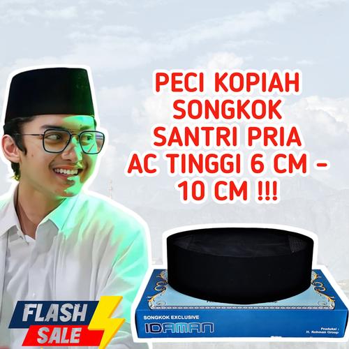 Jual peci kopiah songkok pria tinggi 5cm 6cm 7cm hitam polos AC peci pria - Plastik Tambahn, 10 ...