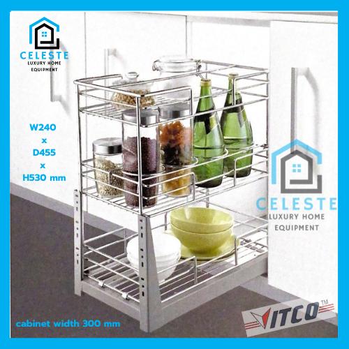 Jual VITCO 3 Shelf Bottle/ Rak Tarik Dapur Serbaguna u/Cabinet 300mm ...