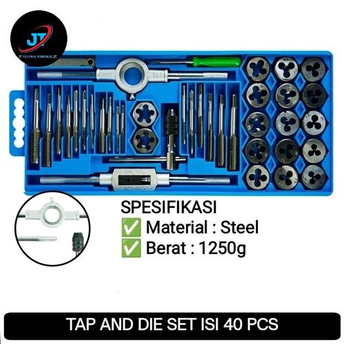 Jual Tap And Die Set Alat Senai Tap Ulir Drat Baut Mur Set 40 Pcs ...