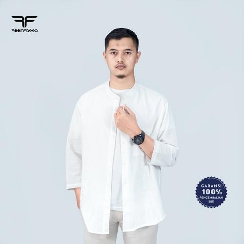 Promo Roomfazza Kemeja Putih Linen Oversize Pria Band Collar - Putih ...