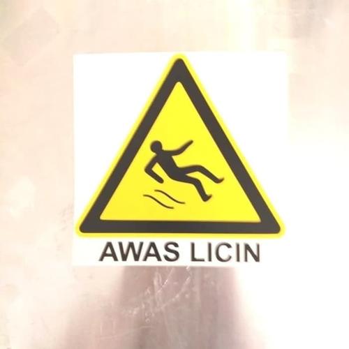 Jual sign sticker Awas Licin uk 15X15cm rambu stiker - Jakarta Barat ...