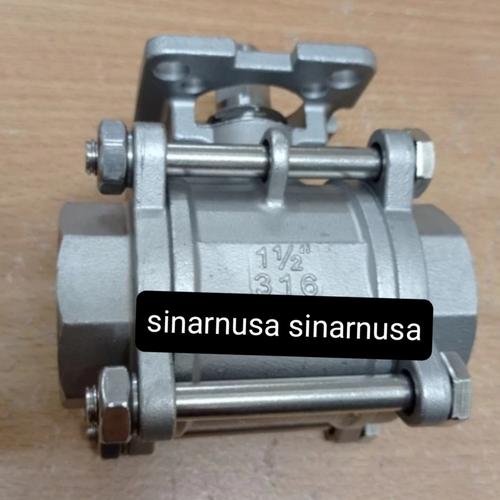 Jual Ball Valve 3pc Mounting Pad Actuator Stainless 316 1 1/2 " inchi ...