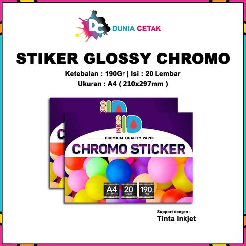 Jual Kertas Sticker Chromo A4 isi 20 Lembar / Stiker Glossy Mengkilap ...