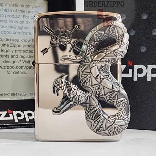 Jual Zippo Original Rattle Snake Coil Silver Japan 3D emblem 2 sisi ...