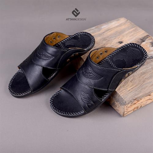 Promo Sandal Pria Dewasa Attaya Design Kulit Asli Original Slop SPT5 ...