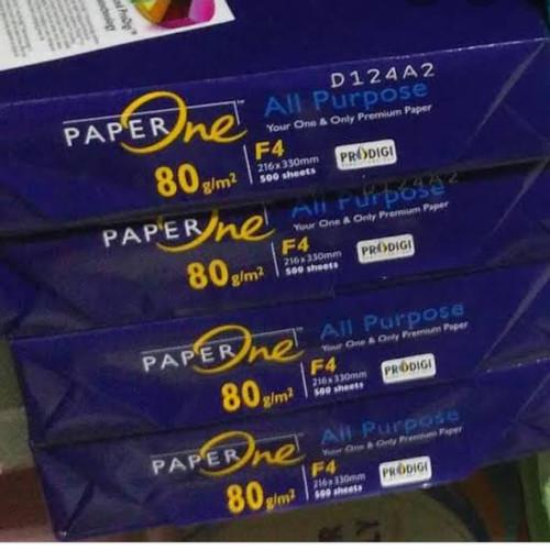 Jual KERTAS PAPER ONE F4 80 GRAM KERTAS HVS PAPER ONE MURAH 1 BOX 5 RIM ...