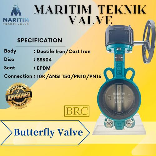 Jual BUTTERFLY VALVE BRC WAFER TYPE GEAR DUCTILE IRON DN300 12 ...