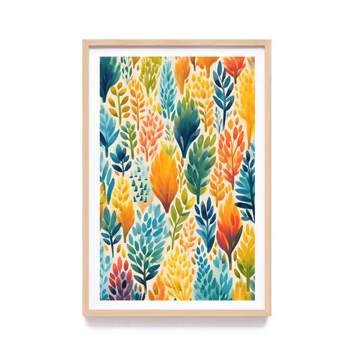Jual Poster bingkai kayu estetik lukisan print Floral tropical ...