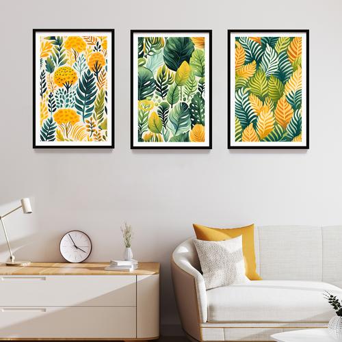 Jual Poster bingkai kayu estetik lukisan print Floral tropical ...