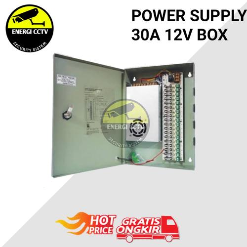 Jual POWER SUPPLY BOX 30A 12V 18 CH CCTV / PSU 12V 30A BOX PANEL ...