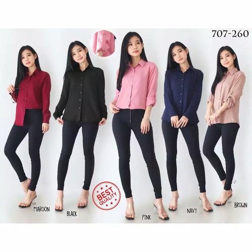 Jual Aurel Kemeja Wanita Polos Basic Lengan Panjang Size =M - XXL - maroon, XL - Jakarta Barat ...