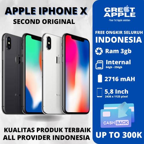 Jual IPHONE X GARANSI RESMI IBOX-INTER, GREY SILVER- FULLSET 64gb ...