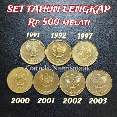 Jual Set Tahun Lengkap 500 Rupiah Kuning 1991 1992 1997 2000 2001 2002 ...