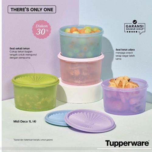 Jual Toples Plastik Tupperware Snack dan Kue Midi Deco Canister - Hijau ...
