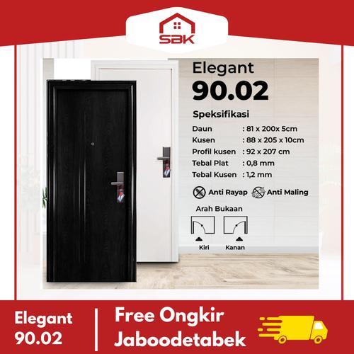 Jual Pintu Baja | Pintu Kamar 92x207 Elegant 90.02 Decha Door - Hitam, Bukaan Kiri - Kota Bekasi ...